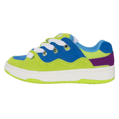 顽刻蓝绿紫撞色拼接男女滑板鞋