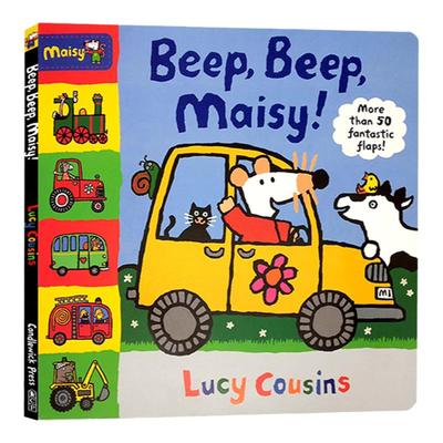 大开本 小鼠波波翻翻书 Beep Beep Maisy 英文原版绘本儿童启蒙交通工具认知纸板 Lucy Cousins 正版进口英语图画故事书籍
