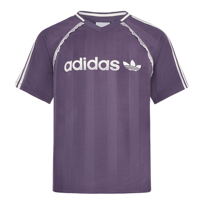 adidas阿迪达斯三叶草女蕾丝点缀休闲宽松运动短袖T恤上衣 LF2323