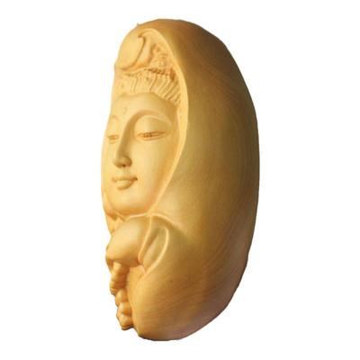 黄杨木雕手把汽车挂件观音菩萨