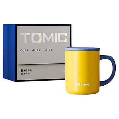 特美刻纯钛抑菌带盖保温马克杯