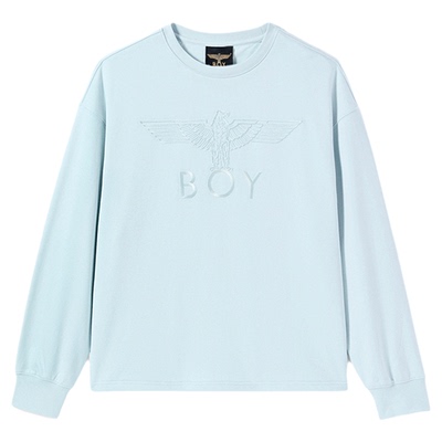 BOYLONDON活力薄荷蓝长袖T恤2026年春季新款男女休闲上衣N00002