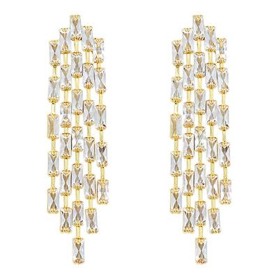 览物馆冷淡风锆石流苏耳钉