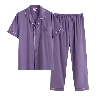 伊丝芬男士纯棉异色镶边衣裤套