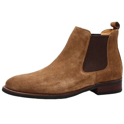 trd丝光圆头真皮鞋套脚切尔西靴