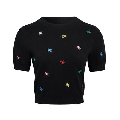 ANN ANDELMAN 25秋冬女士五彩logo刺绣毛织短袖银泰百货 301286