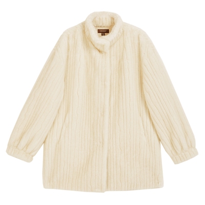 YINER音儿专选2025秋季新款中长款H型小立领仿水貂环保皮草外套