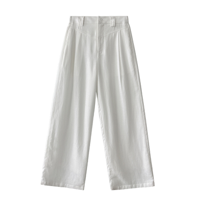 天丝亚麻人字纹裤女夏薄款阔腿裤