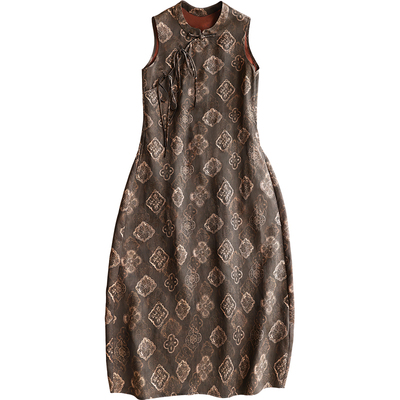 云澍花罗香云纱新中式连衣裙真丝