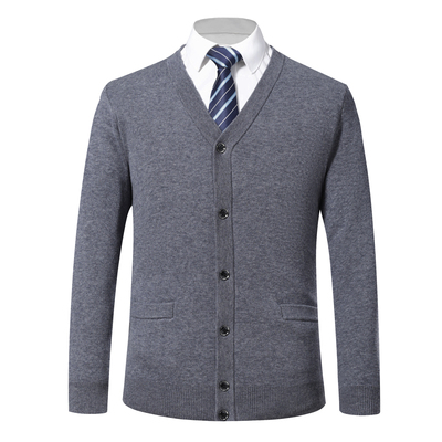 金兔中老年v领菱形加厚男士毛衣