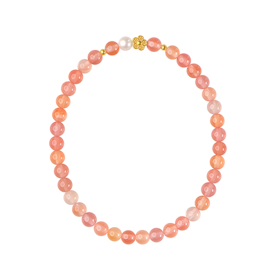 觉人原创糖果色南红黄金女手链