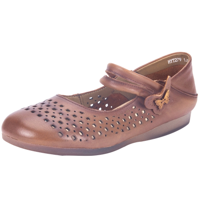 万里休闲女鞋简约复古真皮