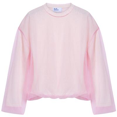 BLUE ERDOS26早春新品设计感欧根纱拼接通勤百搭圆领针织套衫女