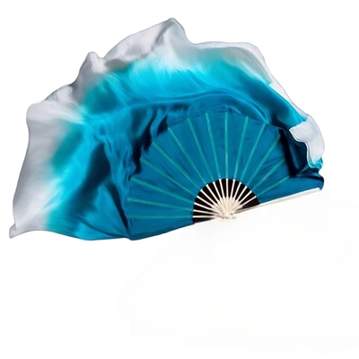 舞蹈扇子真丝水墨蓝渐变