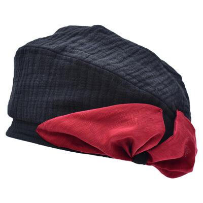 原创蝴蝶结贝雷帽肌理麻天然材质