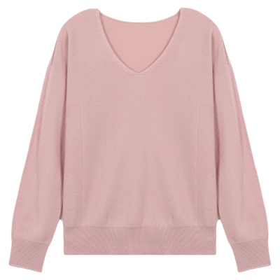 东黎V领全成型宽松羊绒衫