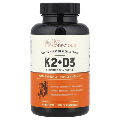 Live Conscious维生素D3k2骨骼钙软凝胶