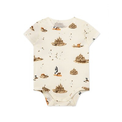 Milkbarn婴儿短袖包屁衣男宝莫代尔哈衣爬服女宝夏季衣服