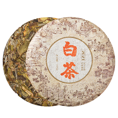 云南景迈山古树日晒白茶100g茶饼