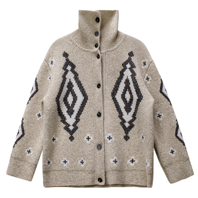 圈圈纱牦牛绒混纺高领针织外套