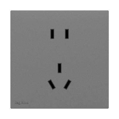 罗格朗开关插座2025年新款畅境灰色一开单控五孔面板暗装电脑插