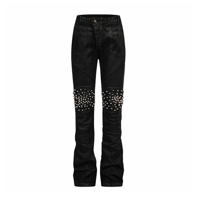 REBEL WAVE26ss“ce”铆钉直筒蜡裤牛仔裤 skinny风格