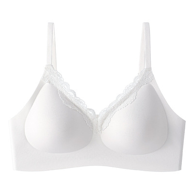 日系无痕蕾丝内衣女细肩带小胸聚拢防下垂收副乳无钢圈美背文胸罩