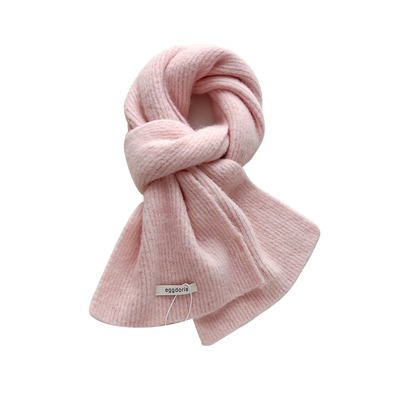 浅粉色毛线针织加厚围巾少女生冬季学生情侣保暖软糯护颈短小围脖