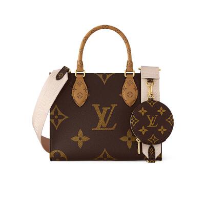 【自营】中古99新lv路易威登ONTHEGO老花托特包迷你棕色焦糖色