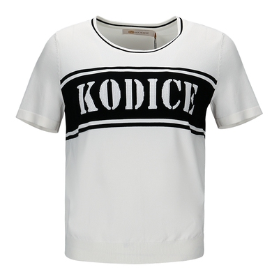 kodice黑白撞色字母短袖针织衫