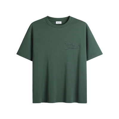 HIM汉崇 男士舒适透气圆领T恤简约立体字母压花短袖上衣 2026春季