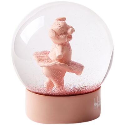 SEEROSE快乐猪水晶球摆件