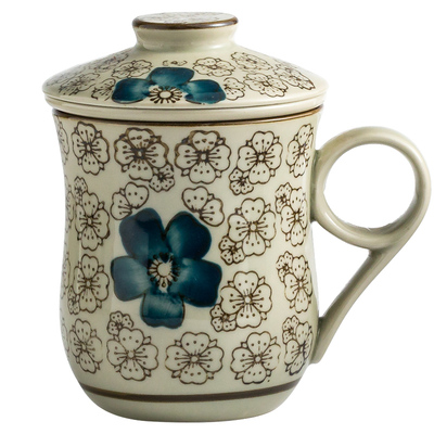 带盖杯子茶滤分离釉下彩待客水杯