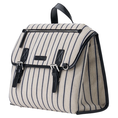 条纹拼真皮挎包双肩包