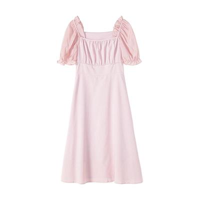 ENJOYME纯色高腰夏季连衣裙女