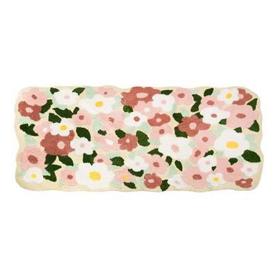 高级感床边毯地毯客厅2024新款沙发卧室花朵长条加厚绿色机洗地毯