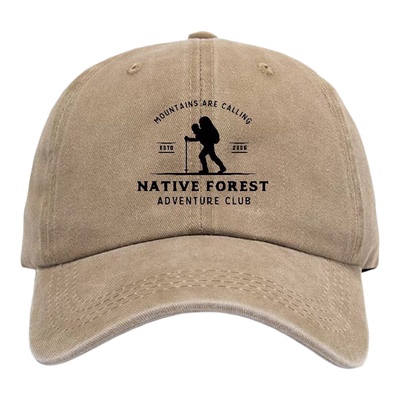 复古做旧棒球帽群山NATIVE FOREST探险ins户外遮阳百搭男女鸭舌帽