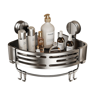 GKKBO德国精工吸盘免打孔卫生间置物架浴室枪灰三角篮可上墙壁挂