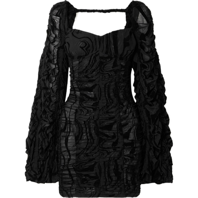 【38开门红】Rotate 女褶饰植绒网布迷你连衣裙礼服裙