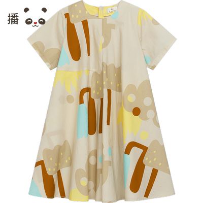 播broadcute童装连衣裙2024春夏新款女童印花设计裙子KGR2L105