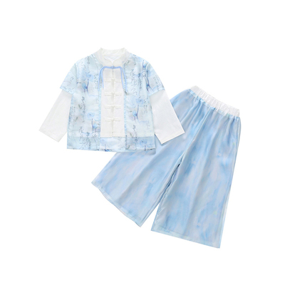 儿童男女童改良汉服套装2026新款春款学生演出服莲花序汉服两件套