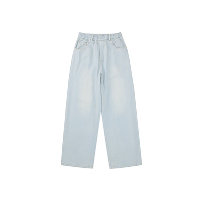 AMLM宽松直筒牛仔长裤