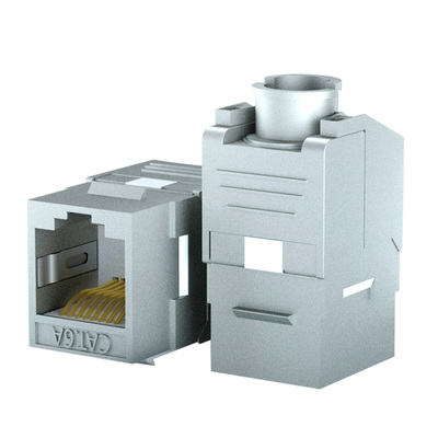 顶臻超六类屏蔽模块锌合金网络模块信息模块CAT6A万兆模块金属RJ45高速电脑模块接网线接头插座免打DZ-1006AP