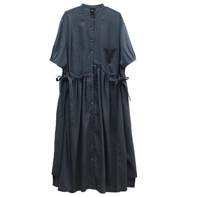 不对称抽绳绑带多穿法衬衫连衣裙