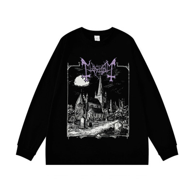 乐队复古印花长袖T恤男纯棉上衣