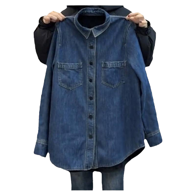 秋冬新款时尚加绒牛仔衬衫上衣