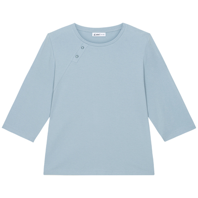 铜牛抗菌波纹棉斜襟七分袖女衫2026春夏新款休闲上衣中式T恤VS372