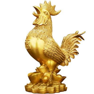吉善缘黄铜鸡摆件家居饰品