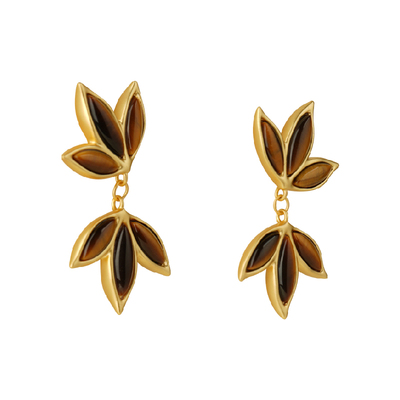 宝得意八角福星耳环女虎眼石白贝耳饰女项链秋冬高级百搭生日礼物