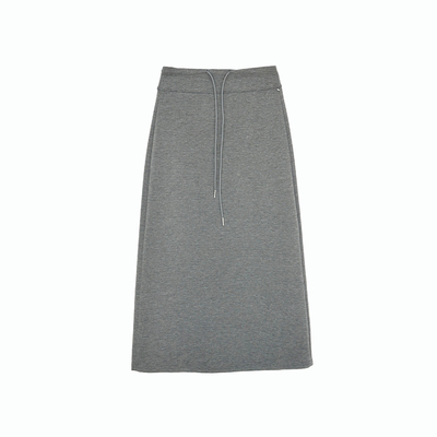 懒人福音！气质后开叉高腰半身裙